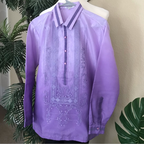 Shirts | Lavander Monochromatic Organza Barong Tagalog With Classic ...